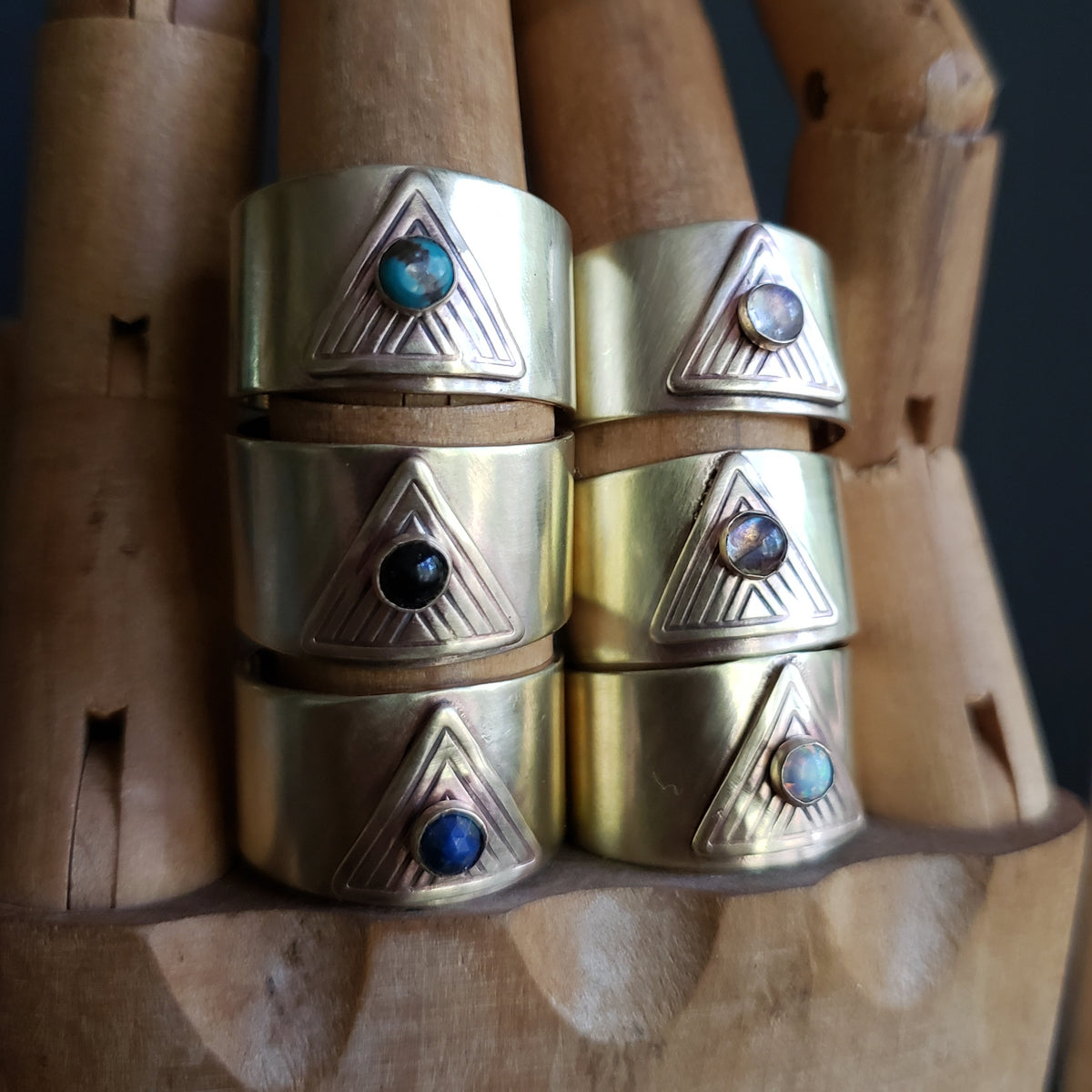 Brass Finger Cuff Adjustable Gemstone Ring – Verdilune