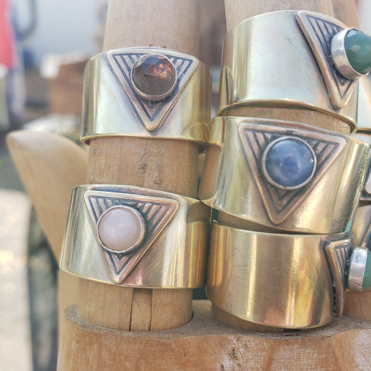 Brass Finger Cuff Adjustable Gemstone Ring – Verdilune